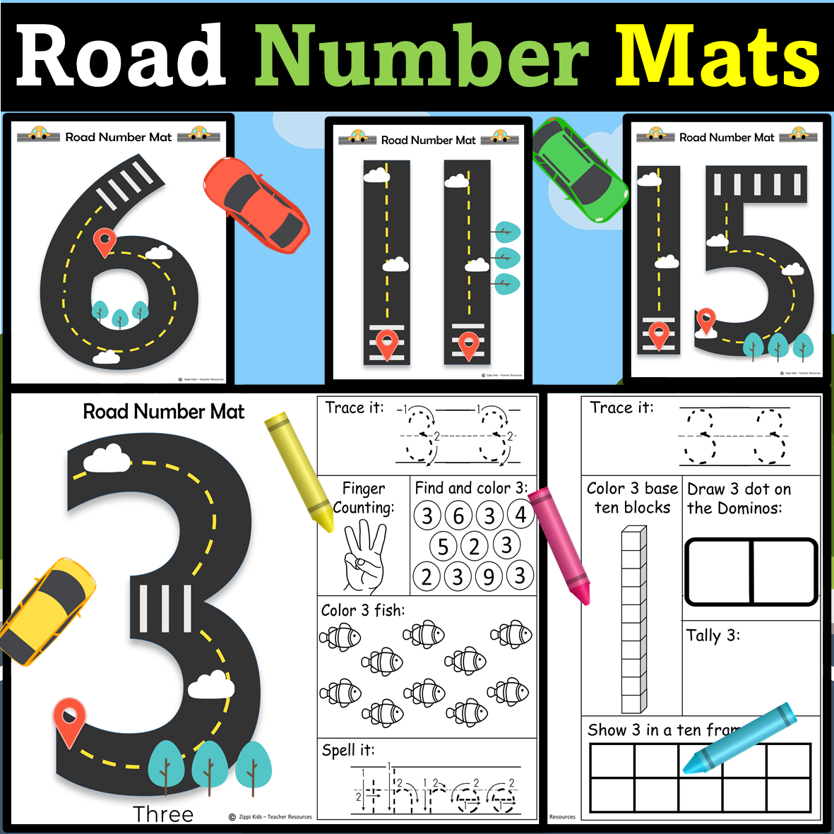 Road Mats - Road Activities Mats for Letters, Numbers 0-20 & 2D Shapes ...
