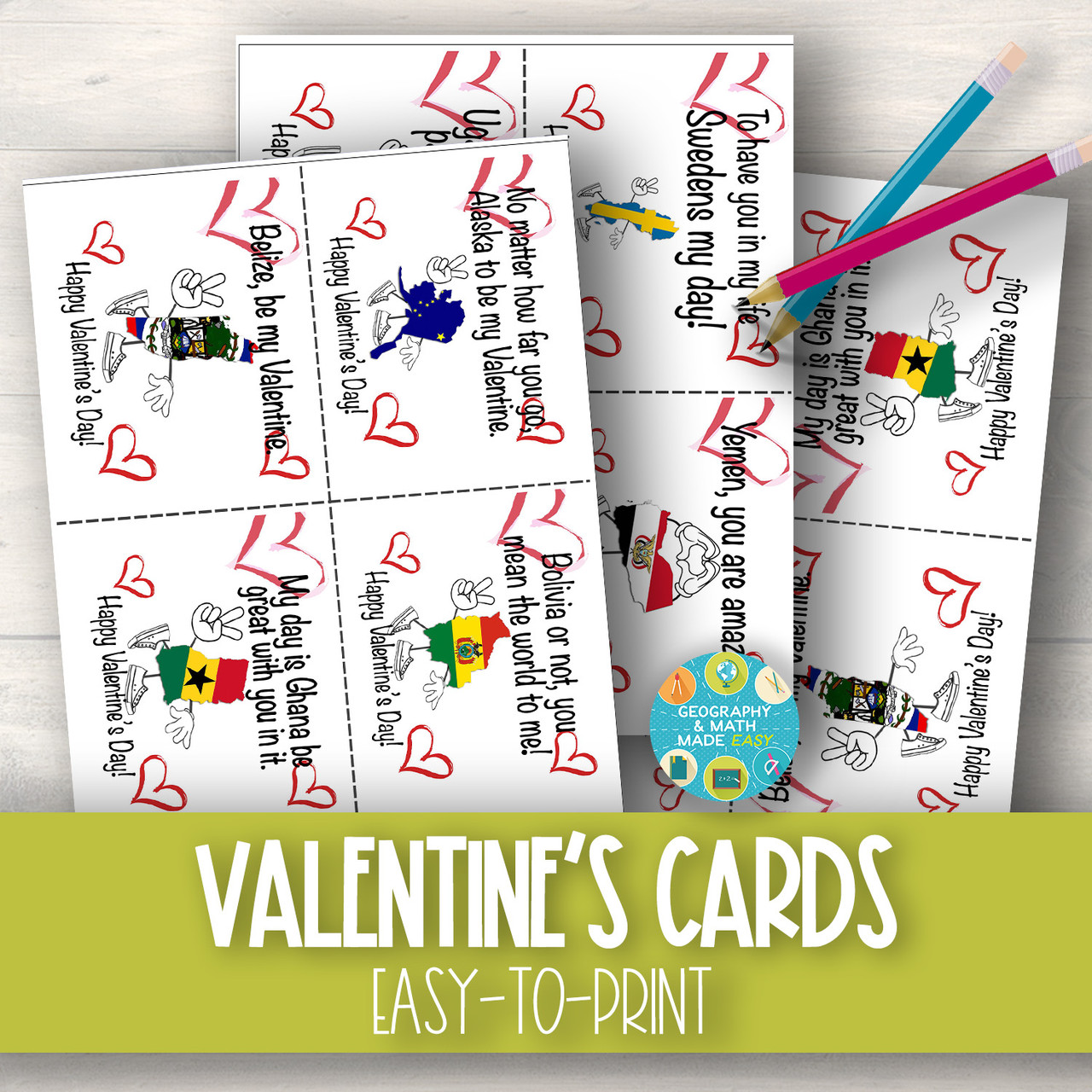 GEOGRAPHY: FUN & FUNNY VALENTINE'S DAY CARDS FOR THE SOCIAL STUDIES ...