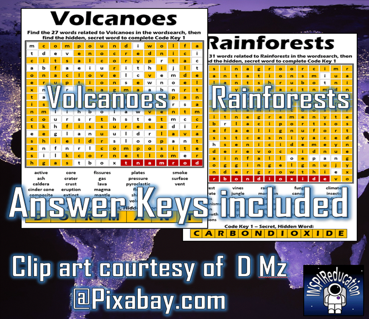 Geography Word Searches: Themes, Answer Keys, Print and Go