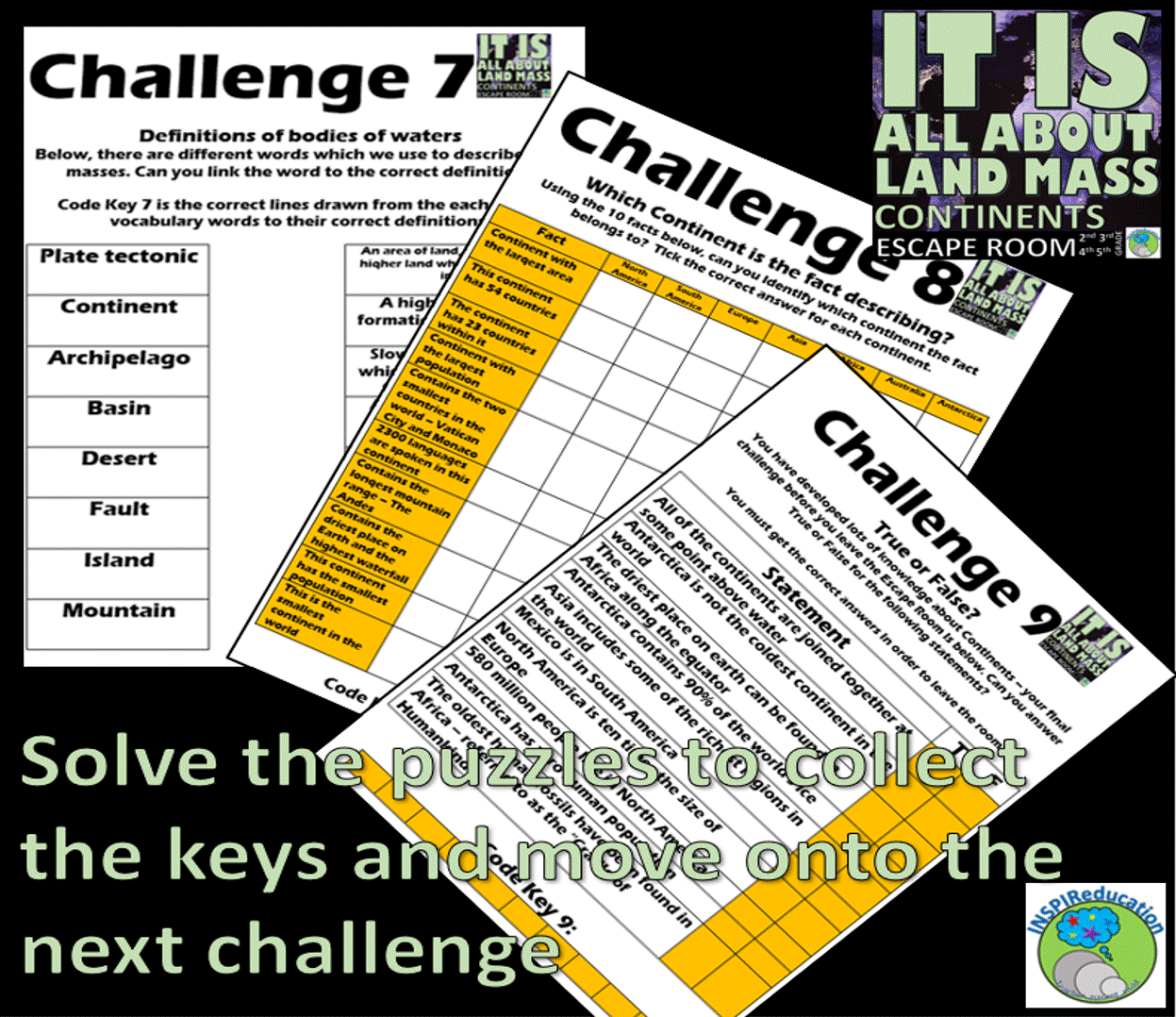 Geography ESCAPE ROOM: Continents - 9 Challenges, Resources, Workbook ...