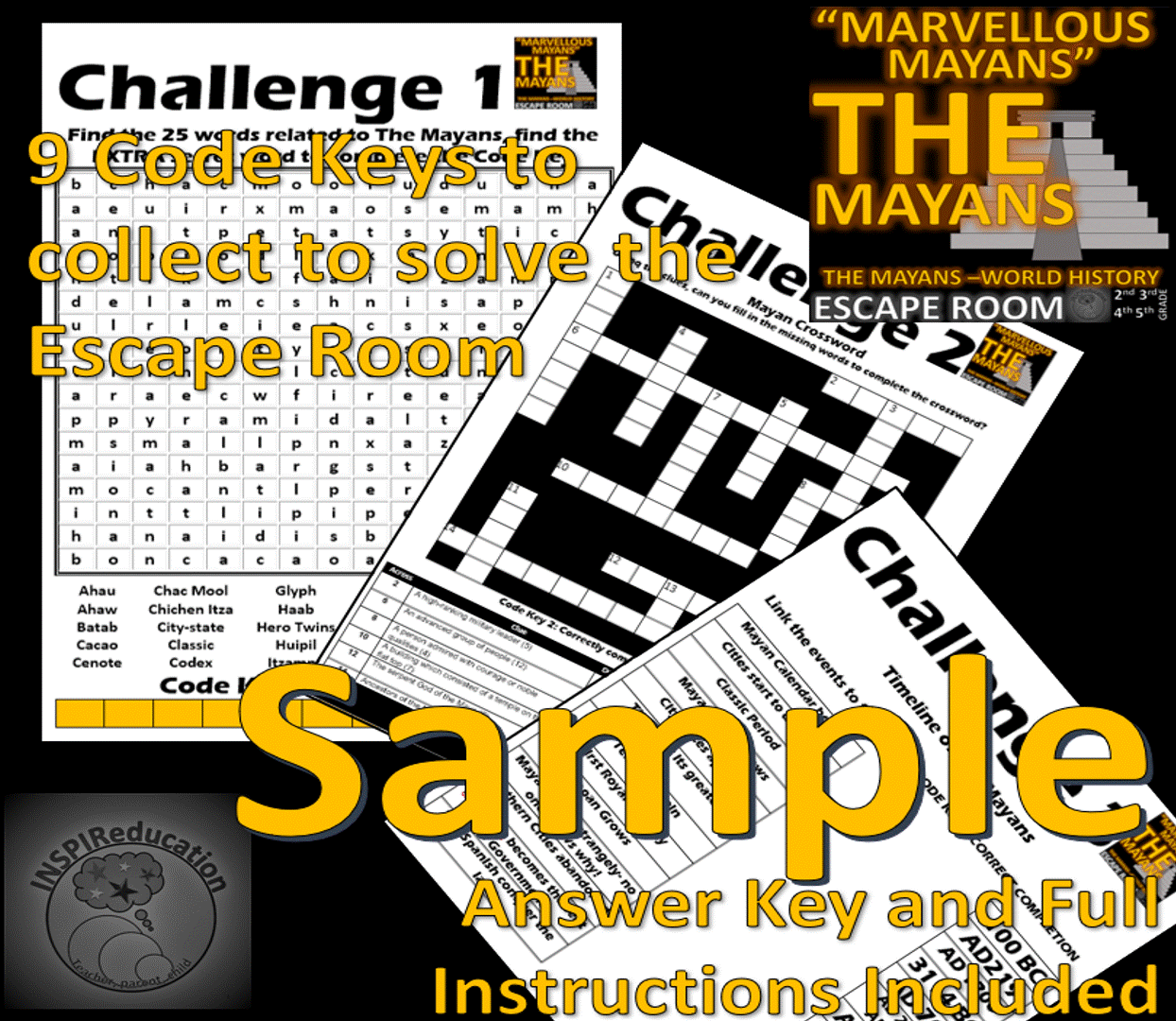 History ESCAPE ROOM: The Mayans - 9 Challenges, Student Workbook ...