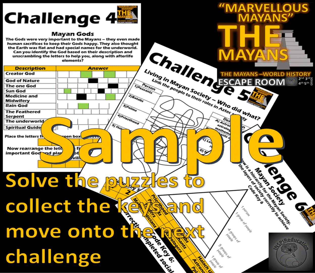 History ESCAPE ROOM: The Mayans - 9 Challenges, Student Workbook ...