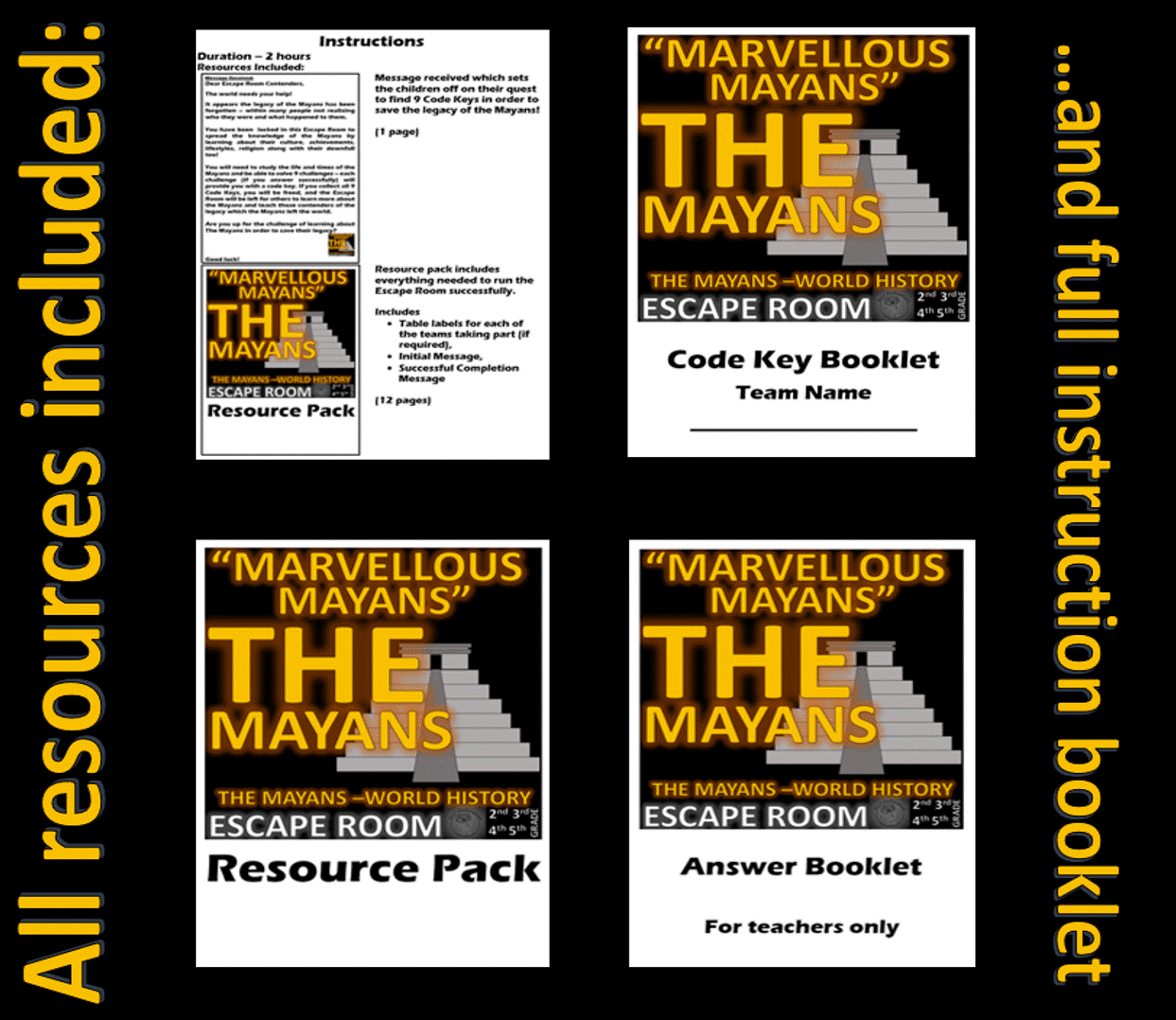 History ESCAPE ROOM: The Mayans - 9 Challenges, Student Workbook ...
