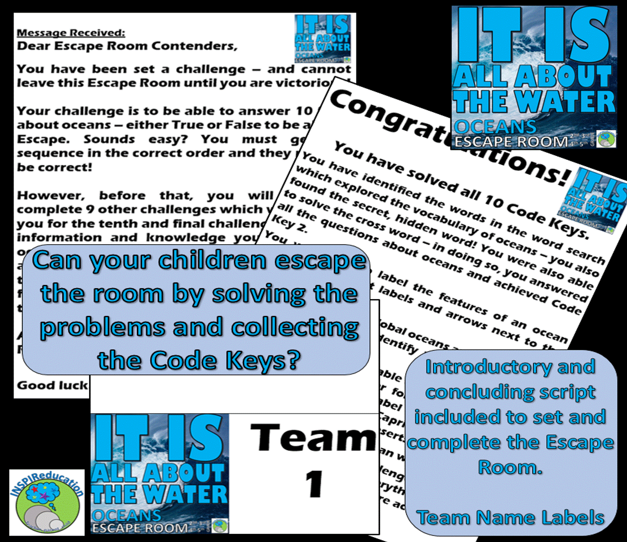 Geography ESCAPE ROOM - OCEANS - 5 Oceans, 10 Challenges, Answer Key ...