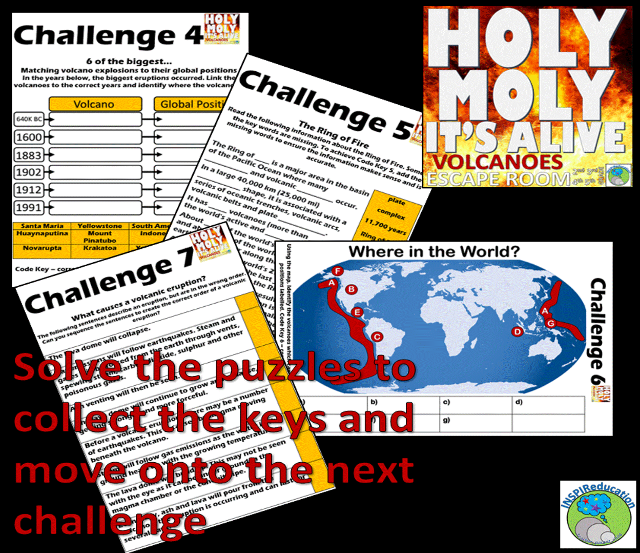 Geography ESCAPE ROOM: Volcanoes - 10 Challenges, Resources, Student ...