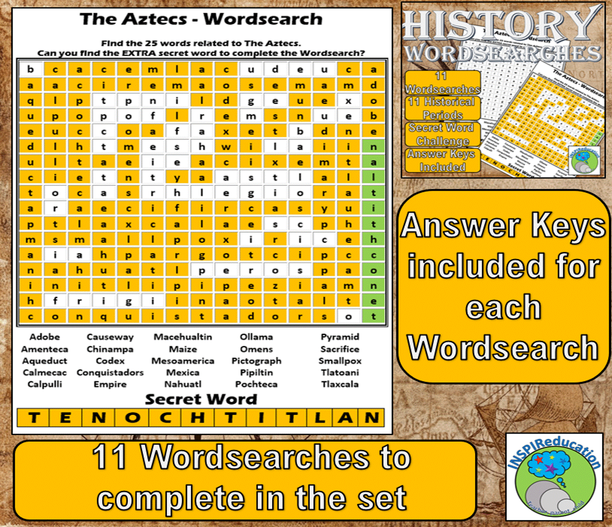 World History Wordsearches: 11 Time Periods, 11 Wordsearches, Answer ...