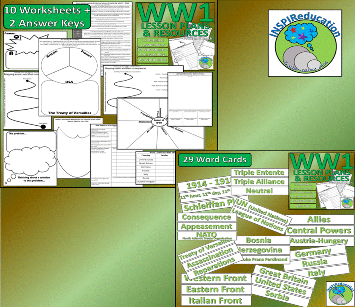 World War 1: Lesson Plans, Escape Room, Resources, Worksheets BUNDLE