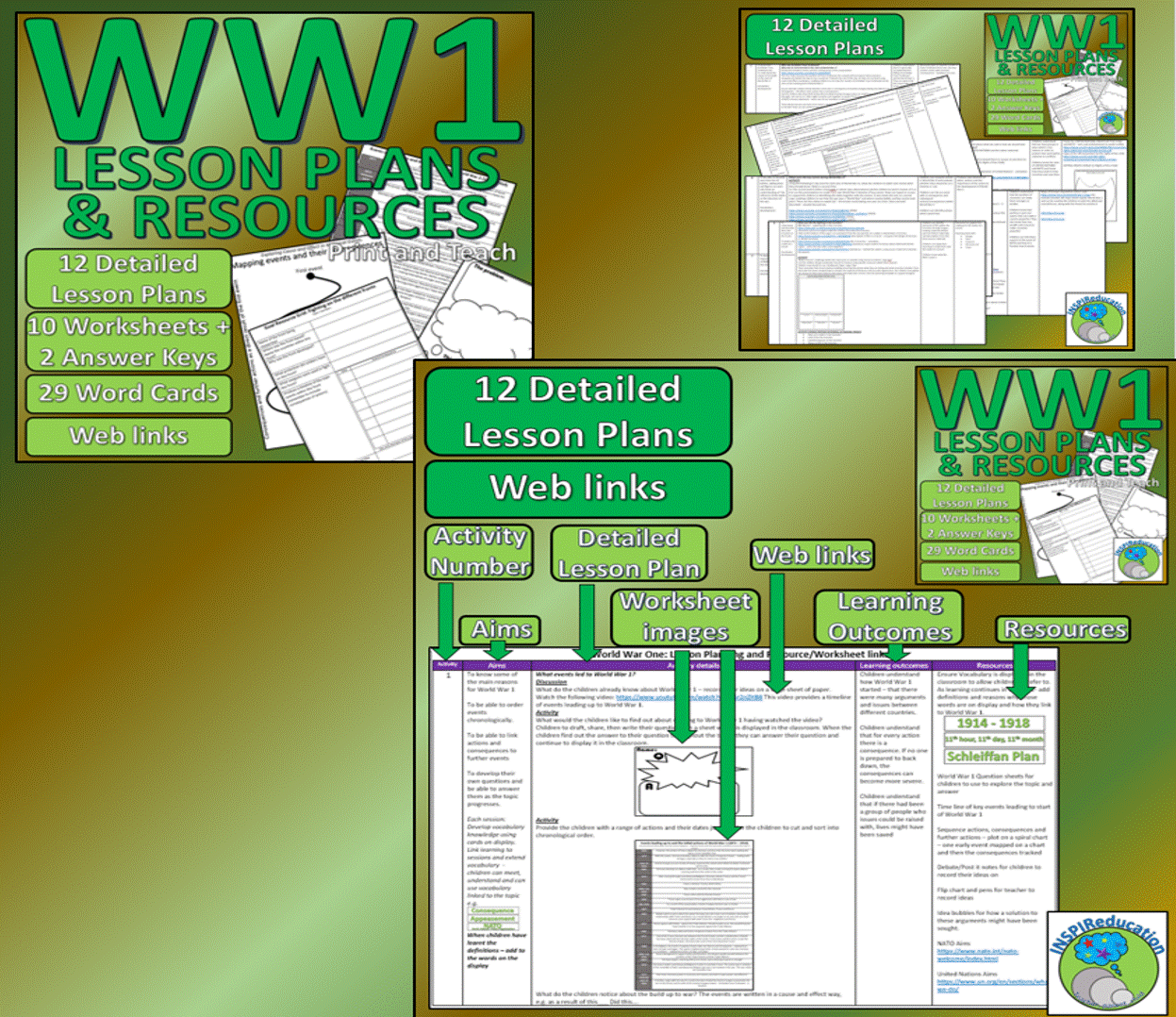 World War 1: Lesson Plans, Escape Room, Resources, Worksheets BUNDLE