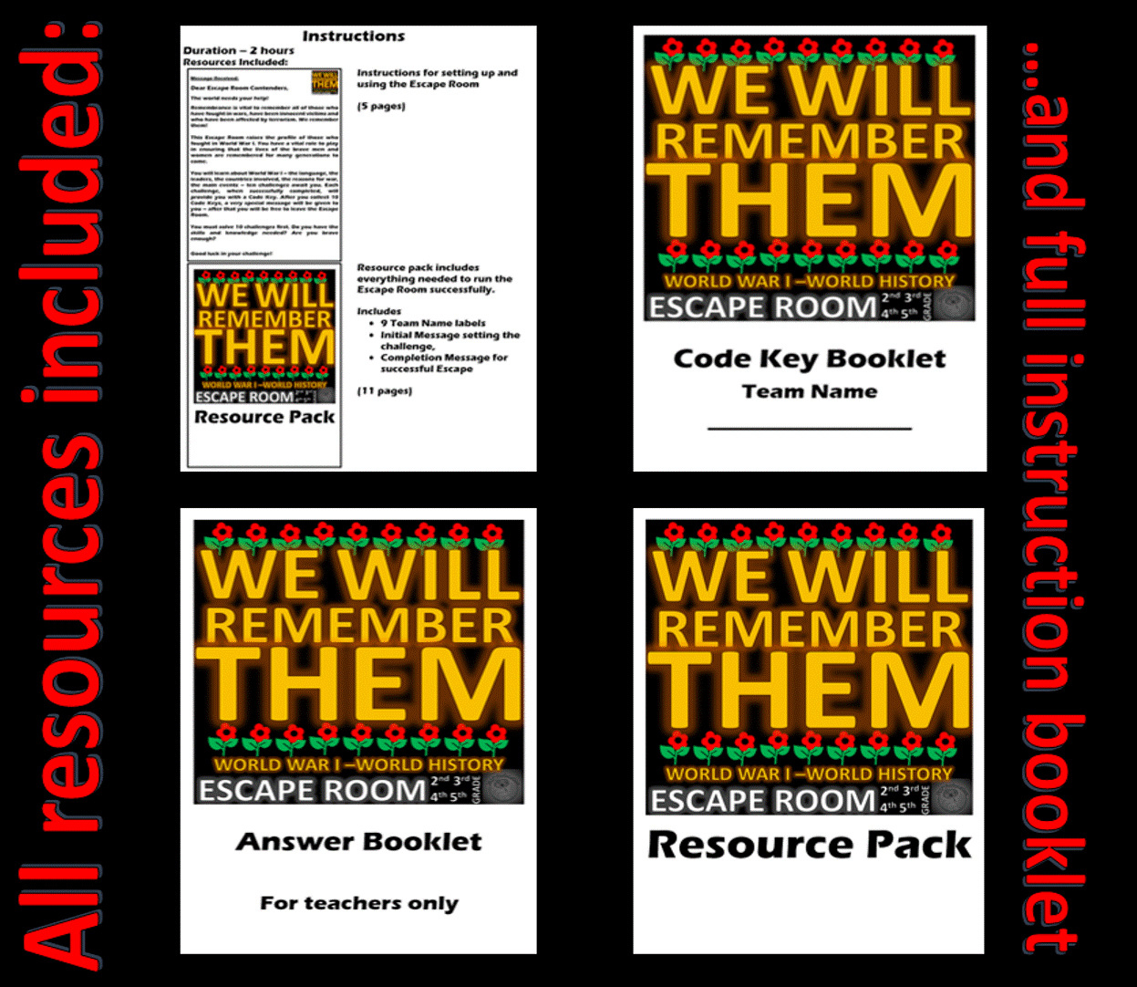 History ESCAPE ROOM: World War 1: 10 Challenges, Resources, Answer Key ...