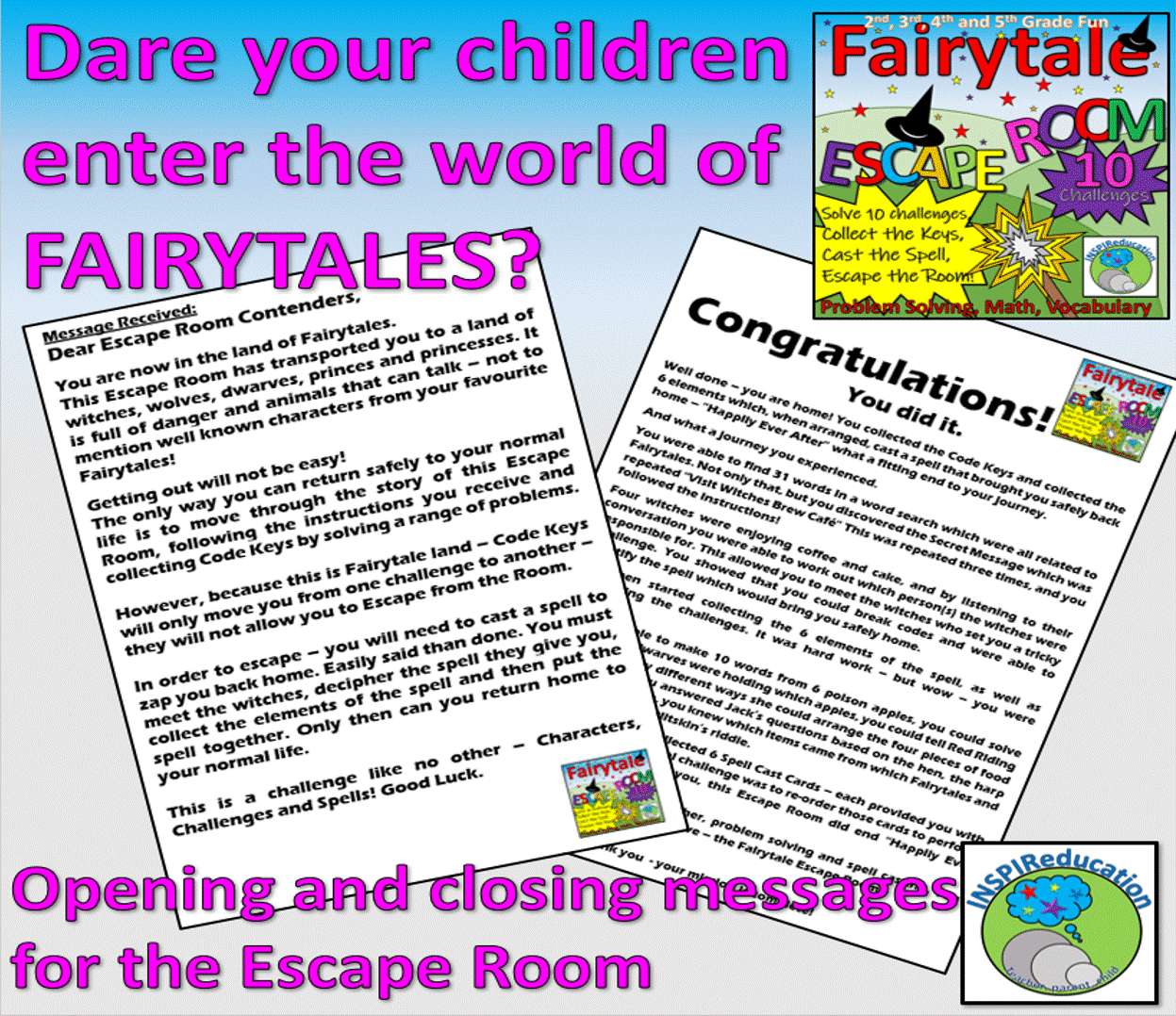 ESCAPE ROOM: Fairytale - 10 Challenges, Resources, Student Workbook ...