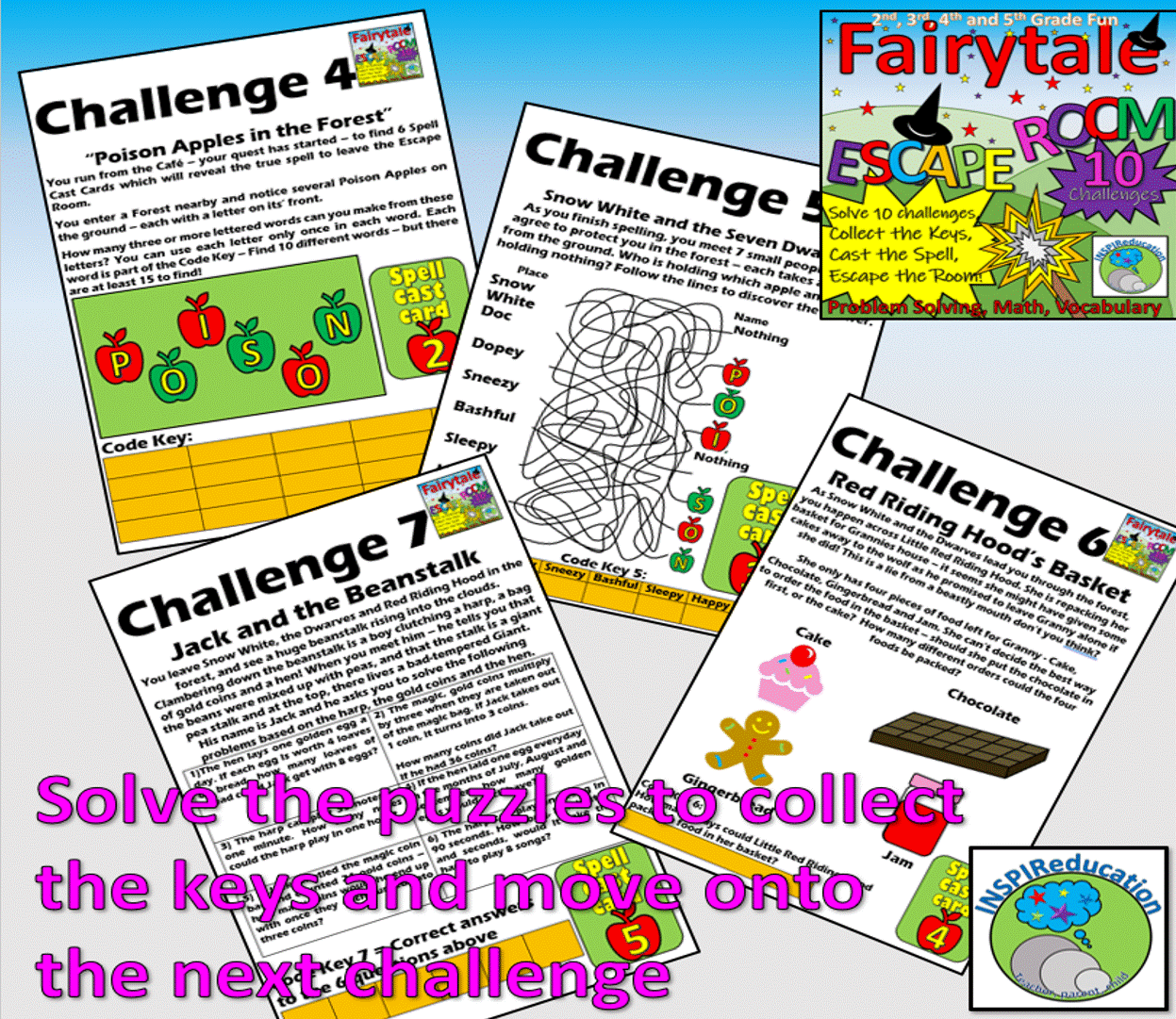 ESCAPE ROOM: Fairytale - 10 Challenges, Resources, Student Workbook ...
