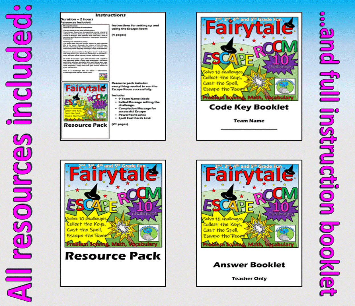 ESCAPE ROOM: Fairytale - 10 Challenges, Resources, Student Workbook ...