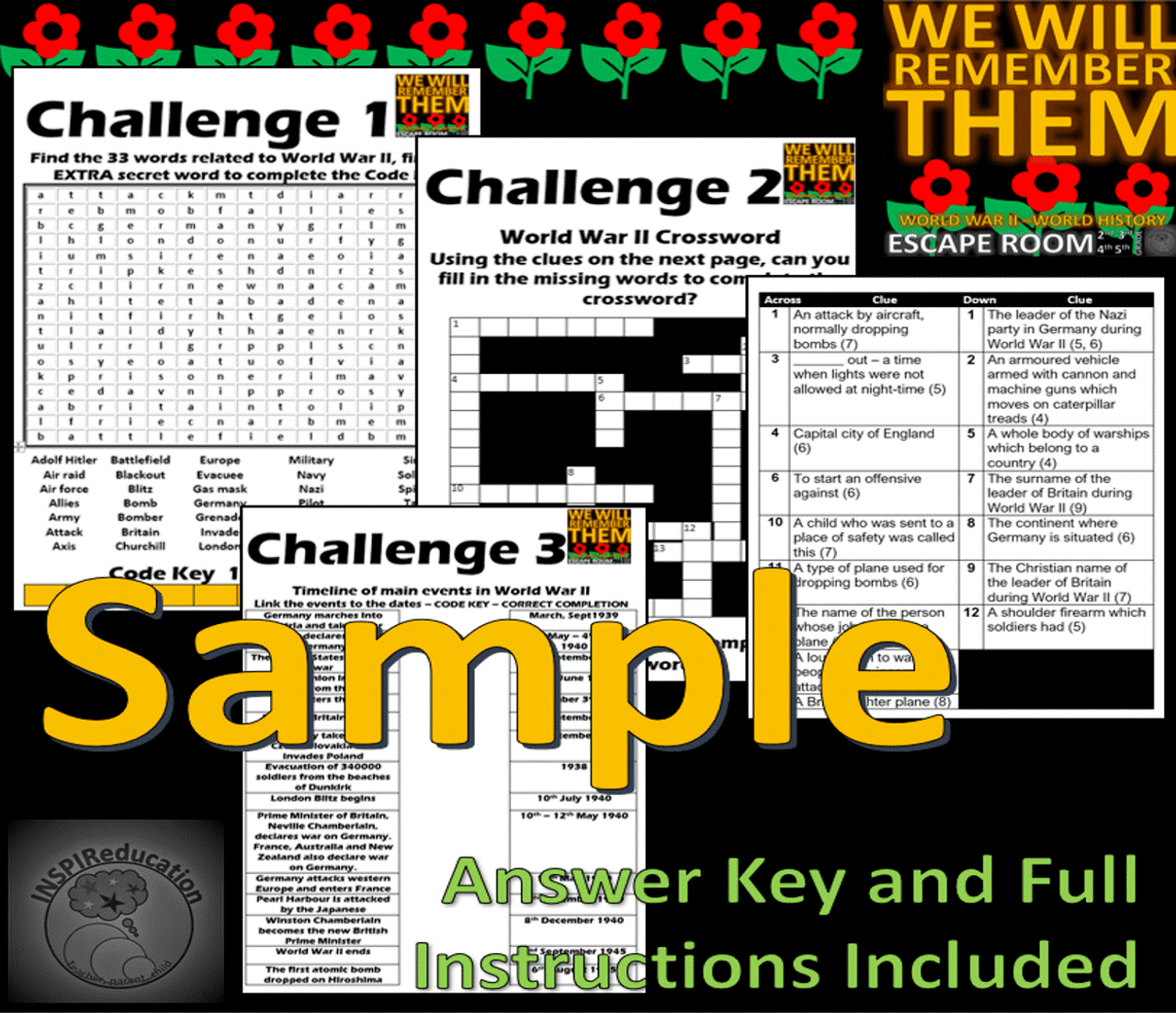 ESCAPE ROOM - History: World War 2 - 9 Challenges, Student Workbook ...