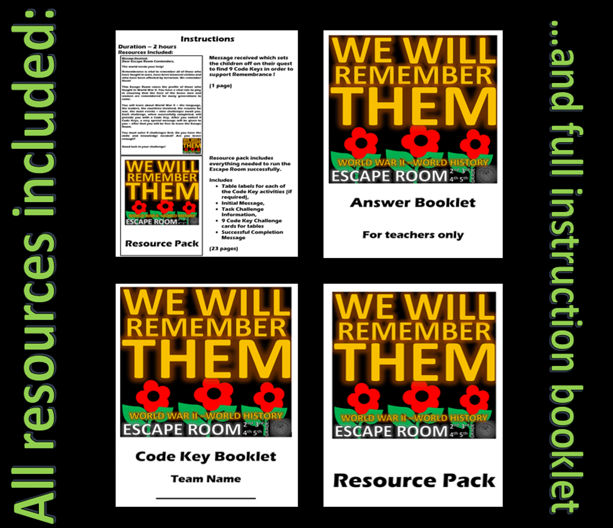 ESCAPE ROOM - History: World War 2 - 9 Challenges, Student Workbook ...