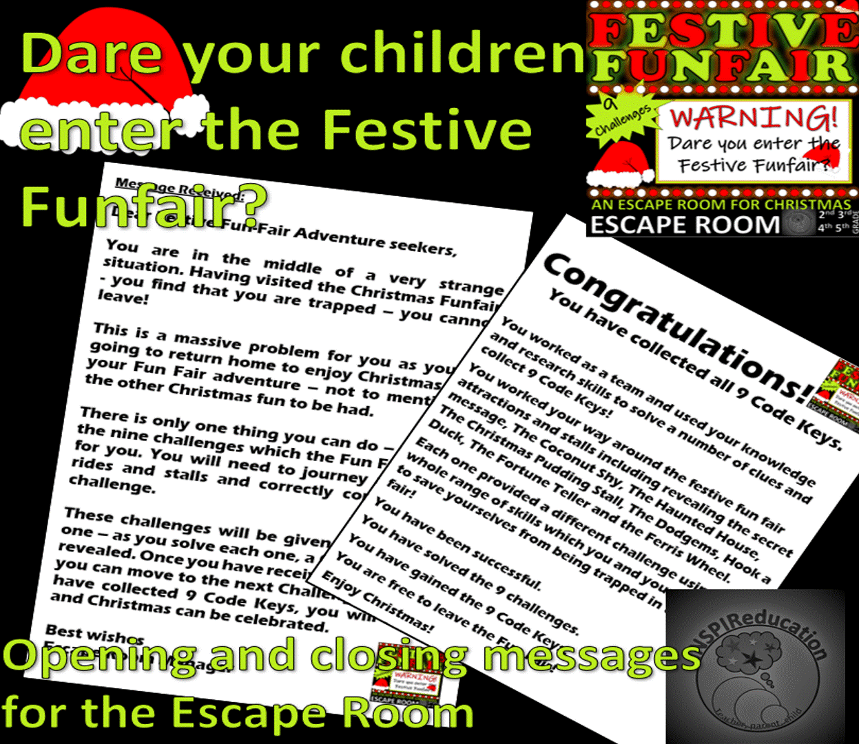 Christmas ESCAPE ROOM: Festive Funfair - 9 Challenges, Student Workbook ...