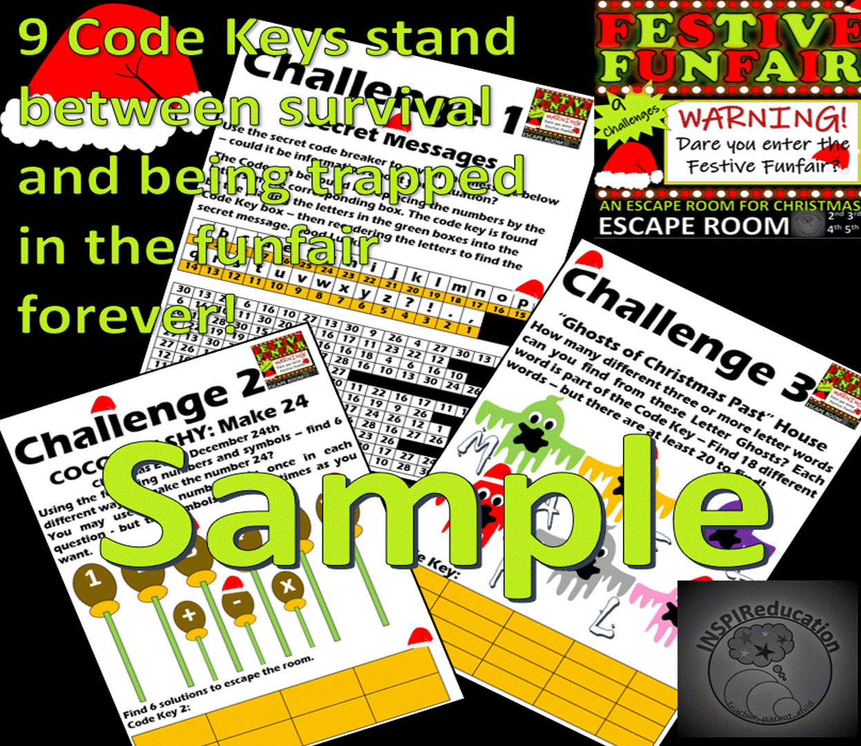 Christmas ESCAPE ROOM: Festive Funfair - 9 Challenges, Student Workbook ...