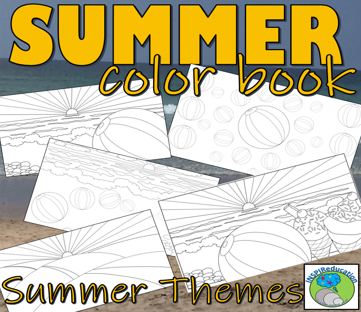 SUMMER COLORING PROJECT BOOK - 14 different designs