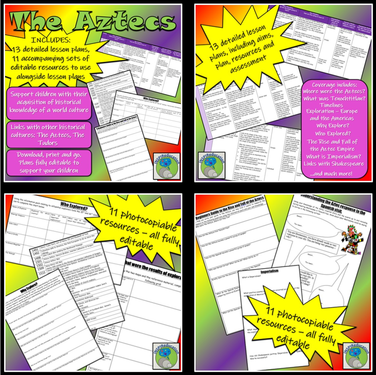 History: AZTEC BUNDLE - lesson plans, resources, Escape Room, Student ...