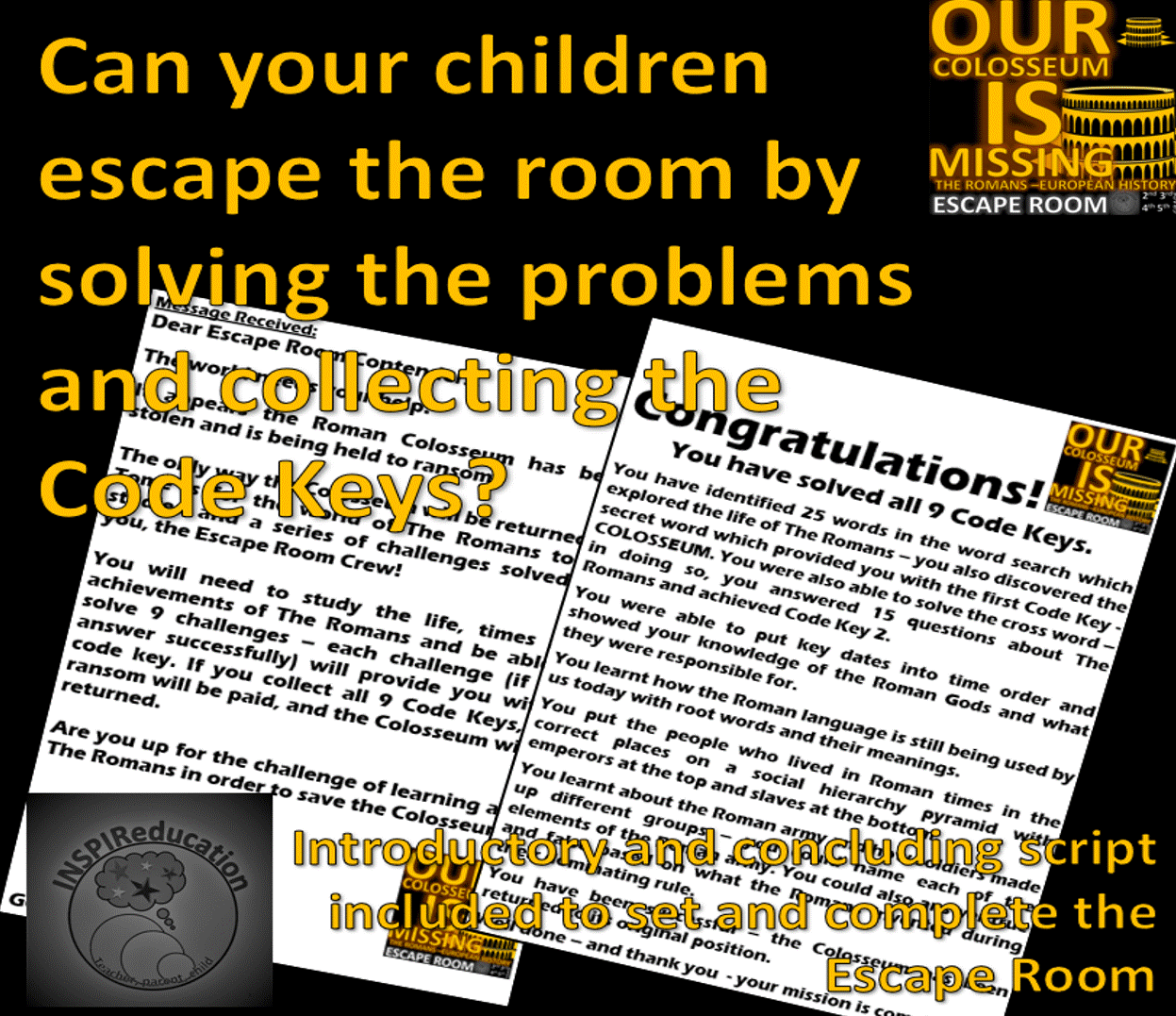 History ESCAPE ROOM: The Romans - 9 Challenges, Student Workbook ...
