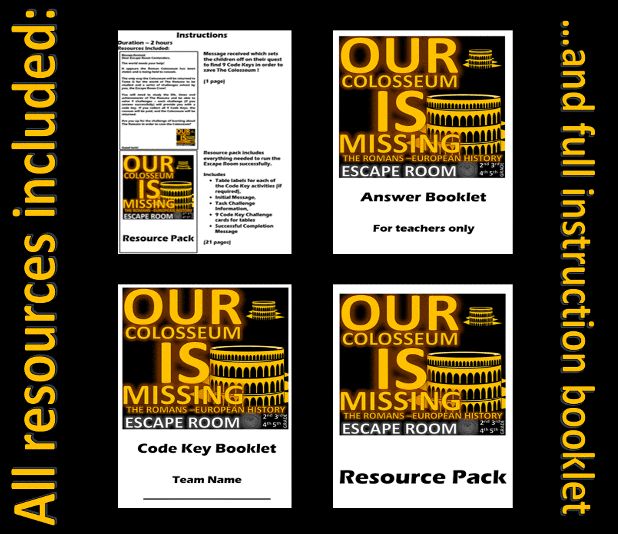 History ESCAPE ROOM: The Romans - 9 Challenges, Student Workbook ...