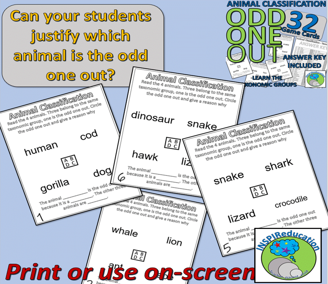 Science, Math and ELA ODD ONE OUT Card Games BUNDLE, Download, print ...