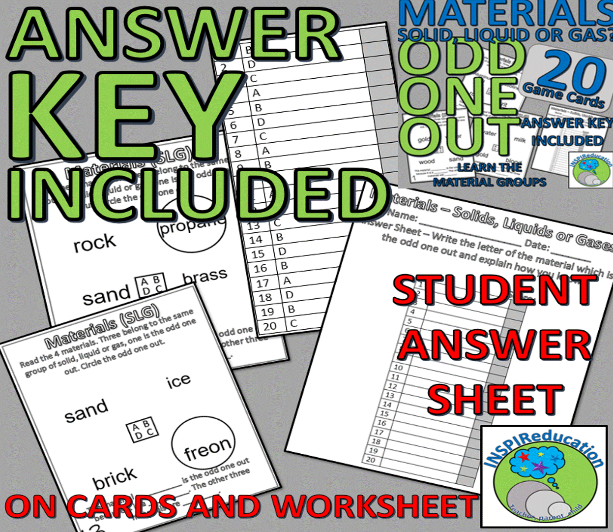 SCIENCE Materials: Odd One Out - sorting and classifying card game