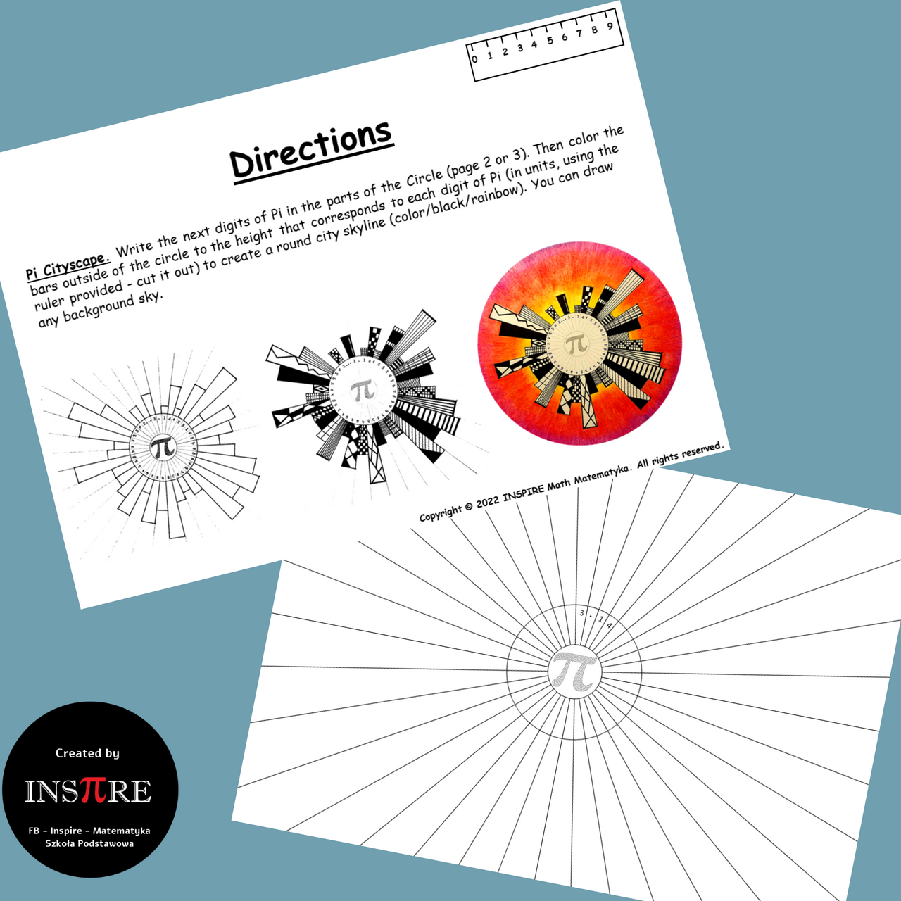 FREE Pi Day Activity Pi City in the sky Digits Pi Skyline Cityscape Math & Art