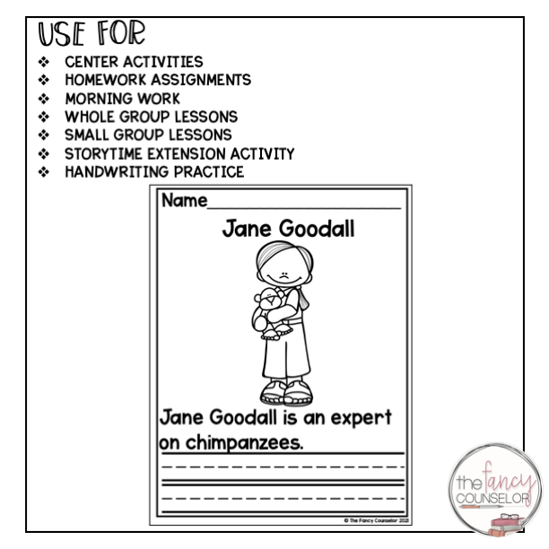 EASY Women's History Learning Pages Kindergarten First Grade Handwriting