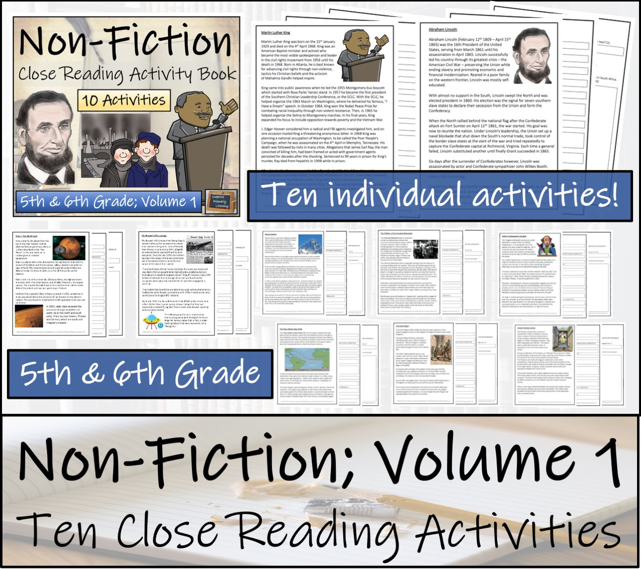 Non-Fiction Close Reading Comprehension Activity Book | 5th Grade & 6th ...
