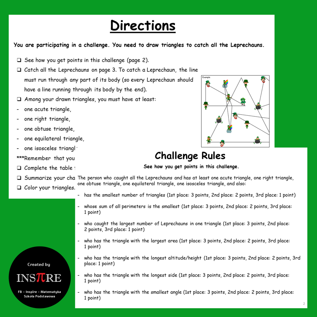 St. Patrick's Day Catch a Leprechaun Area Perimeter Angles Triangles ...