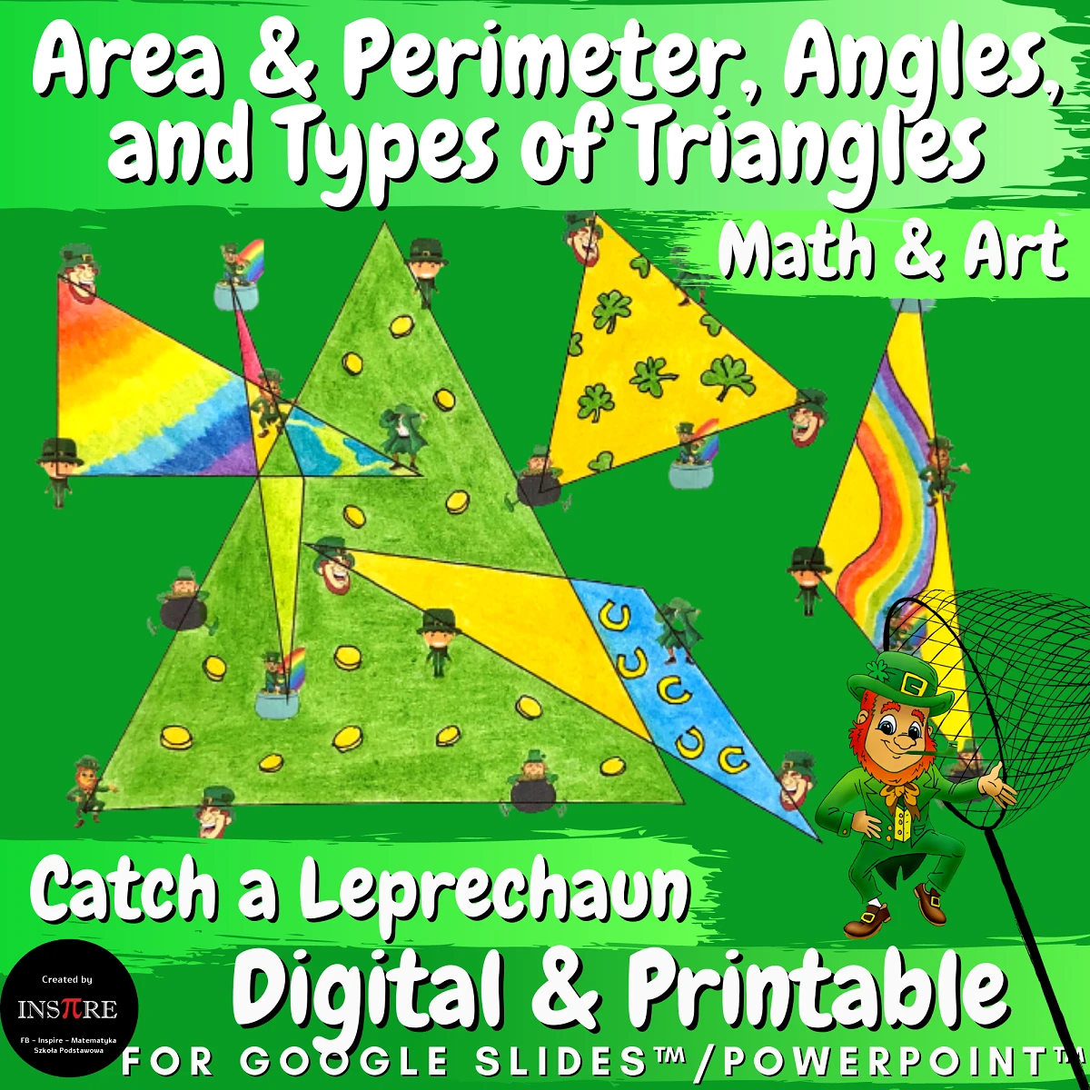 St. Patrick's Day Catch a Leprechaun Area Perimeter Angles Triangles ...