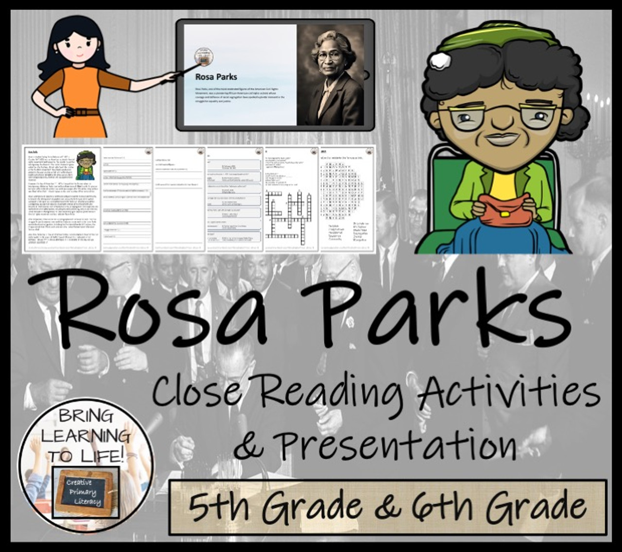 Rosa Parks Close Reading Comprehension Activities | 5th Grade & 6th ...