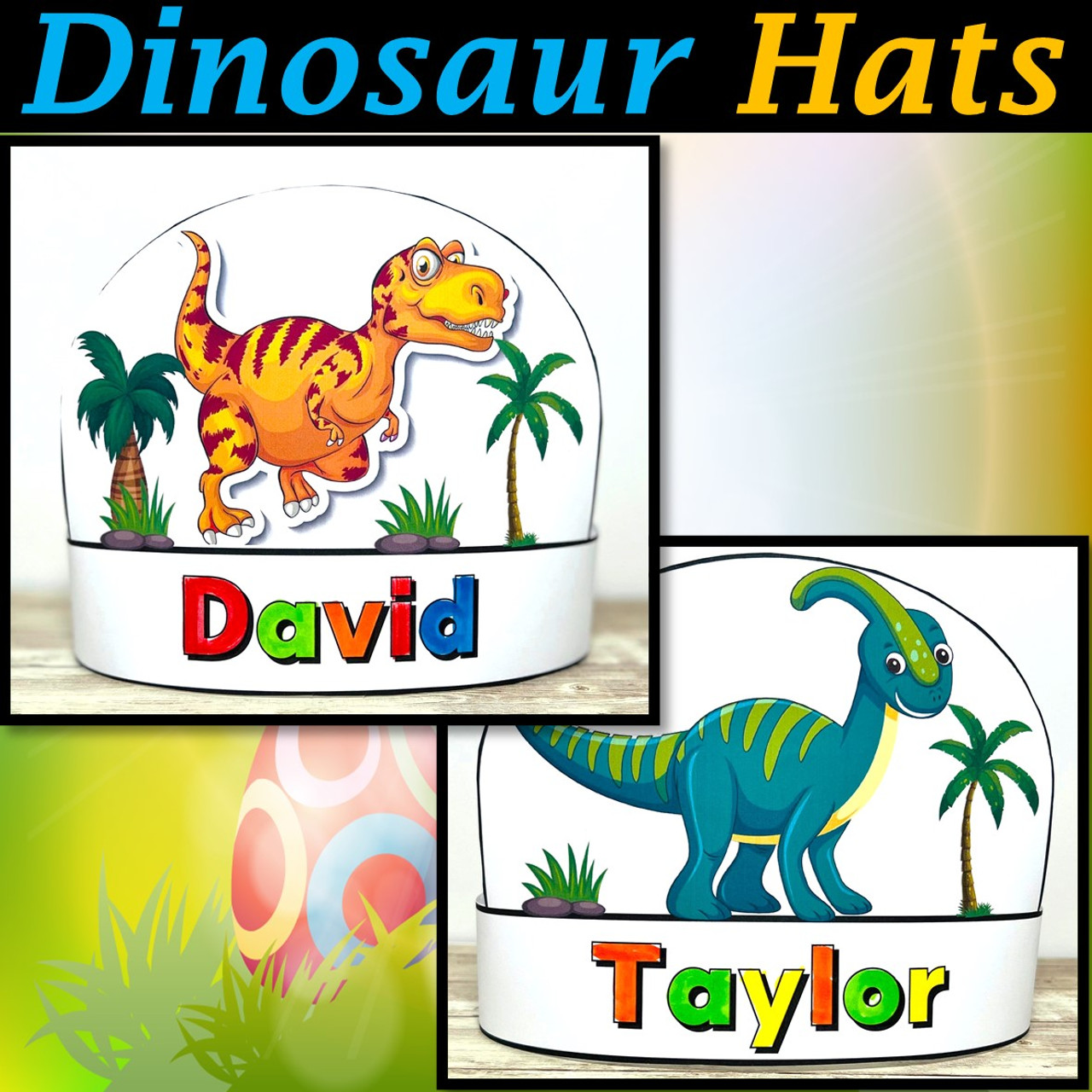 Dinosaur Hat/Crown, Dinosaur Craft Activities, 12 Editable Name Hat ...