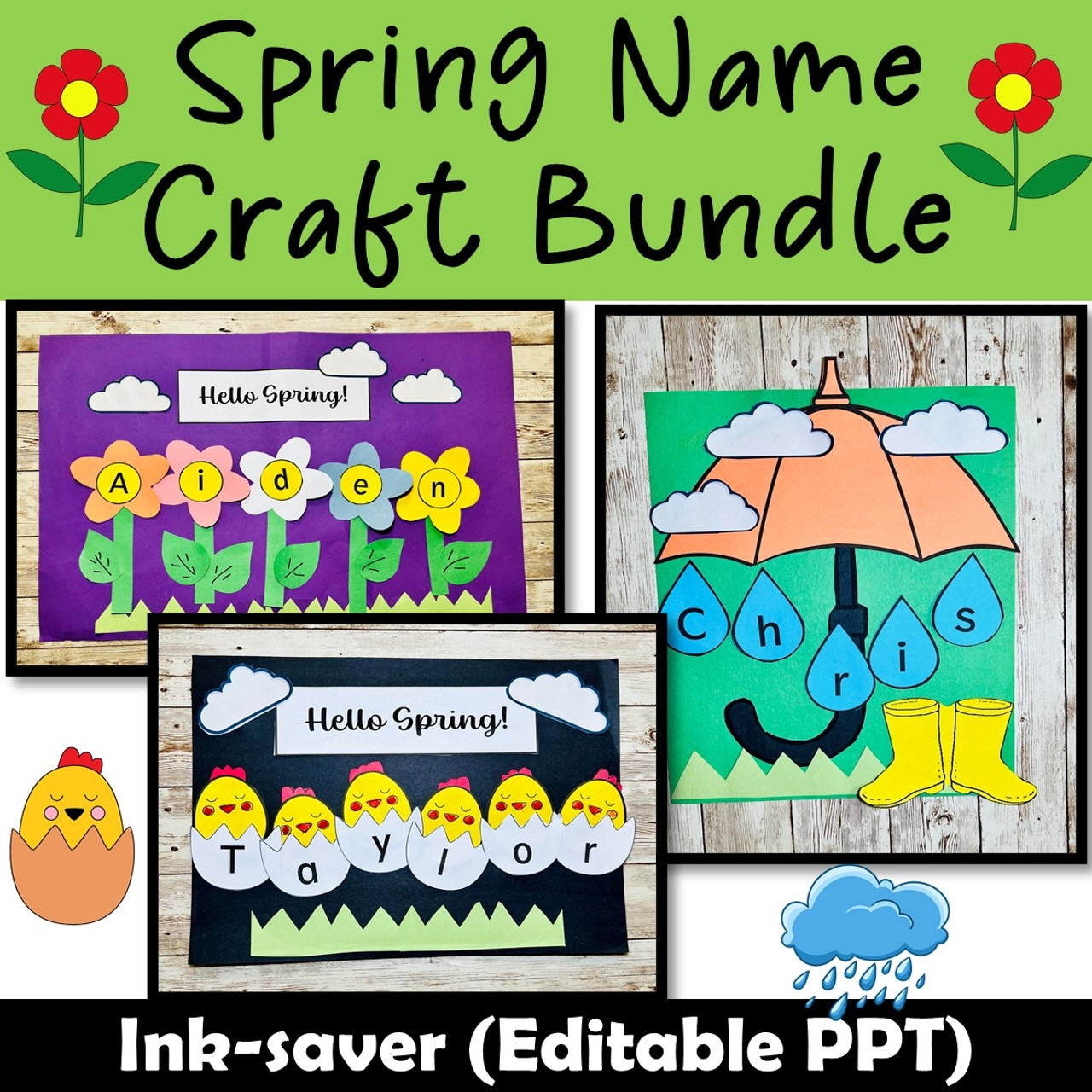 Spring Name Craft Activities Bundle, Spring Bulletin Board ideas ...