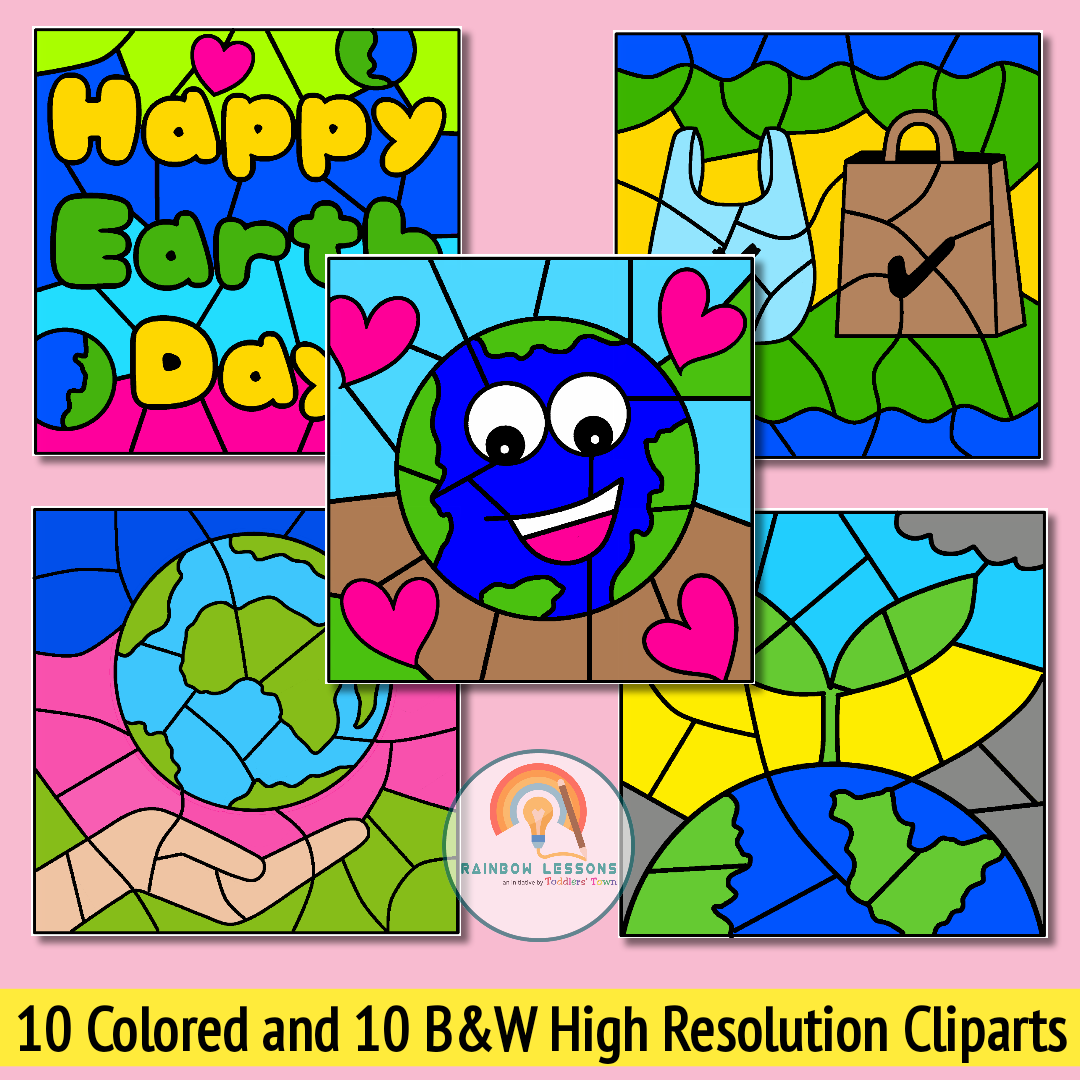 Earth Day Color By Code Clipart | Earth Day Coloring | Earth Day Clipart