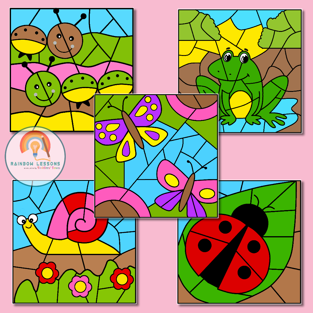 Spring Color By Number Clip art | Spring Color By Code Clipart | Spring ...