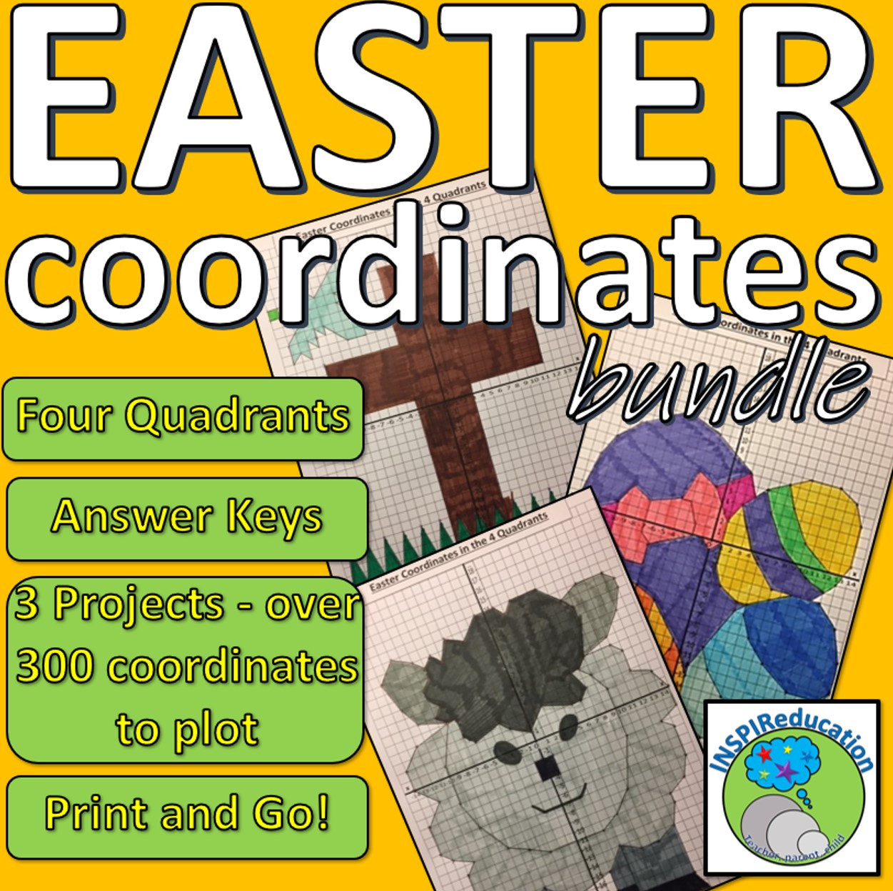 EASTER Coordinate Bundle Pack - 4 Activities - Chick, Cross, Eggs, Lamb ...
