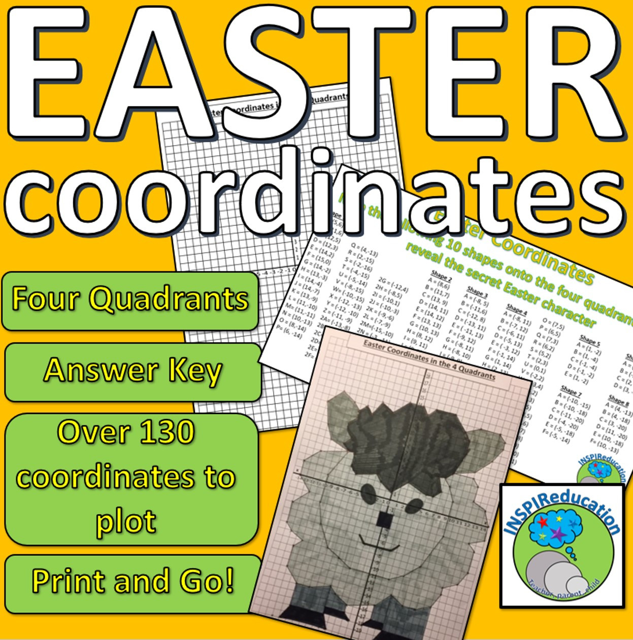 EASTER Coordinate Bundle Pack - 4 Activities - Chick, Cross, Eggs, Lamb ...