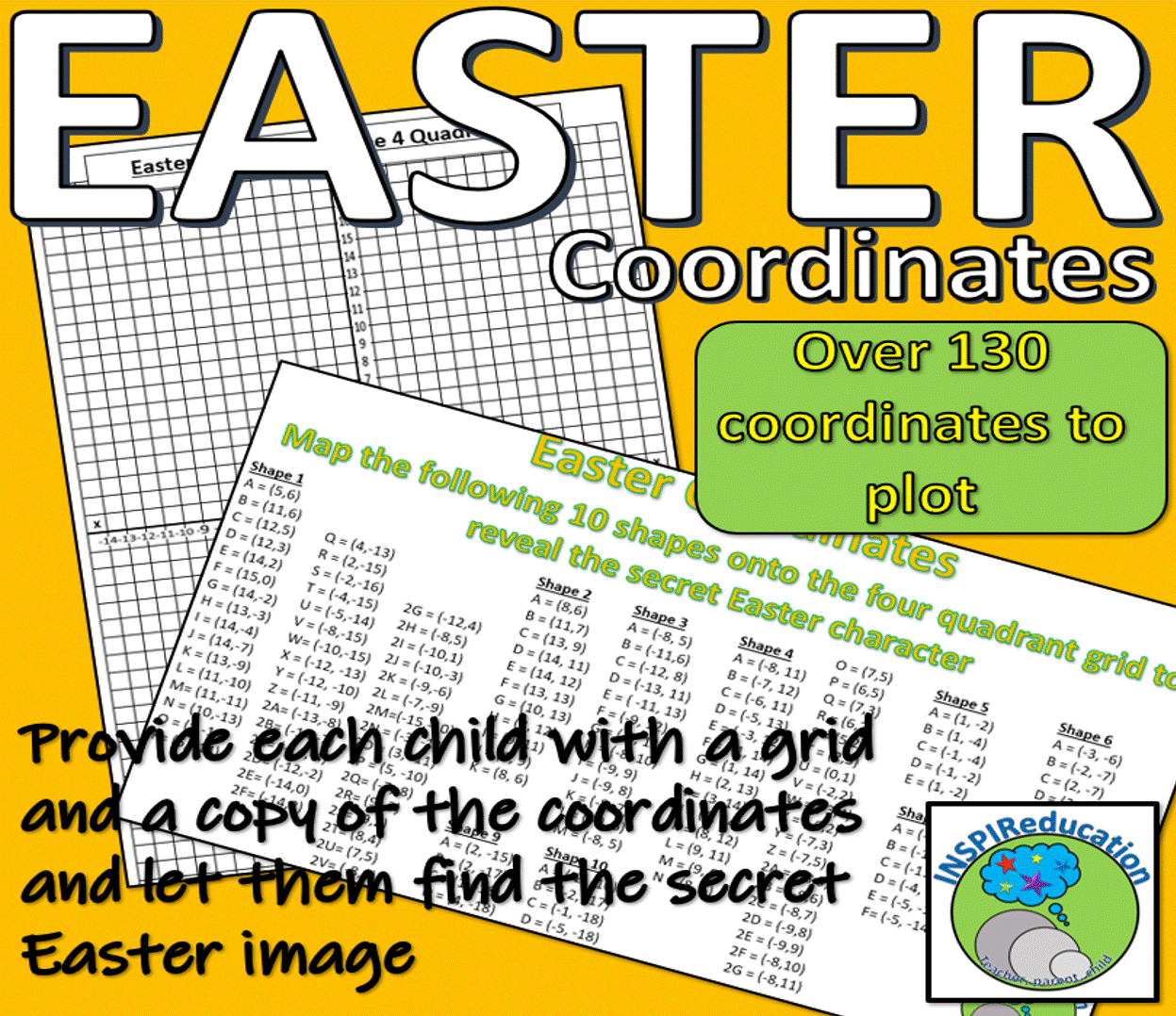 EASTER Coordinate Bundle Pack - 4 Activities - Chick, Cross, Eggs, Lamb ...