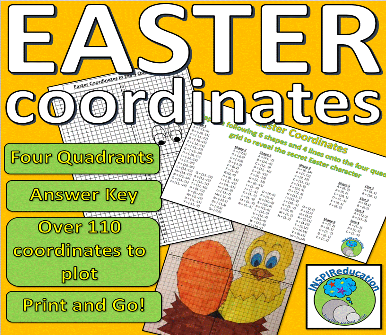 EASTER COORDINATES: CHICK - 4 Quadrants, 110 Coordinates, Resources ...