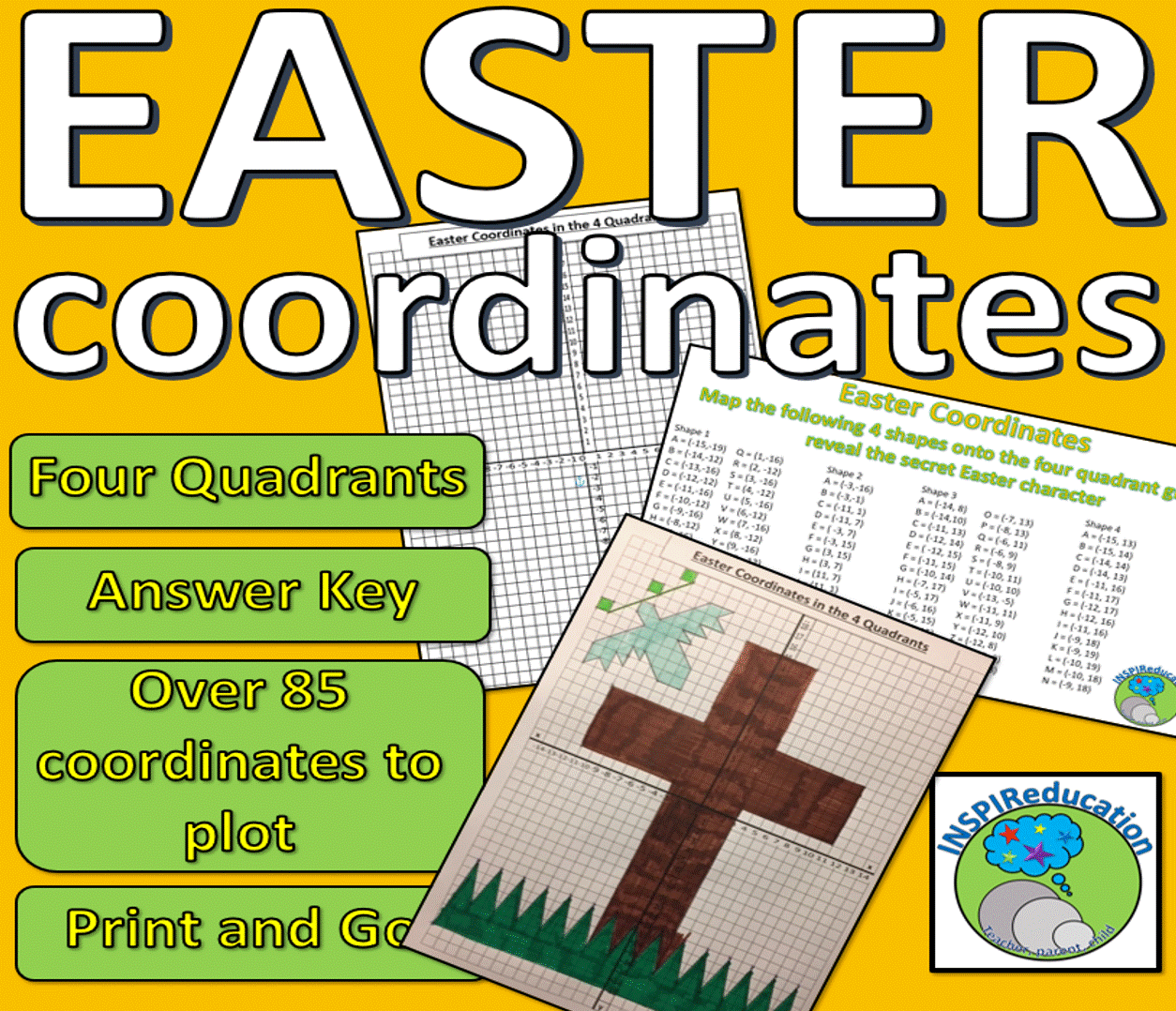 EASTER COORDINATES: CROSS & DOVE - Four Quadrants, 75 Coordinates ...