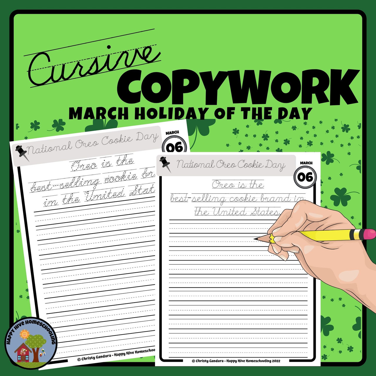 March Copywork Printables - Cursive - Amped Up Learning