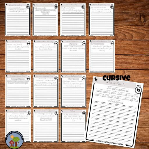 March Copywork Printables - Cursive - Amped Up Learning