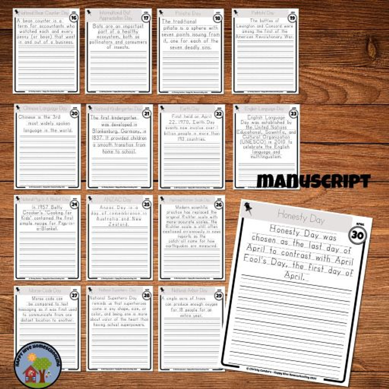 April Copywork Printables - Manuscript - Amped Up Learning