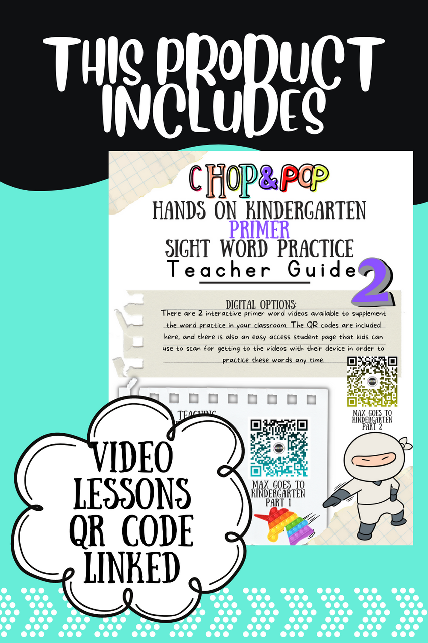 Chop and Pop Hands on Kindergarten Primer Sight Word Practice