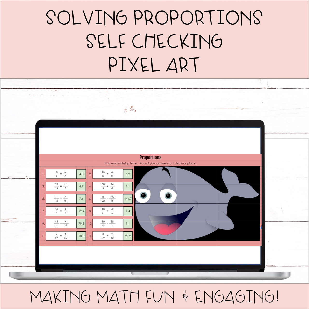 Solving Proportions Self-Checking Mystery Puzzle Picture Digital ...