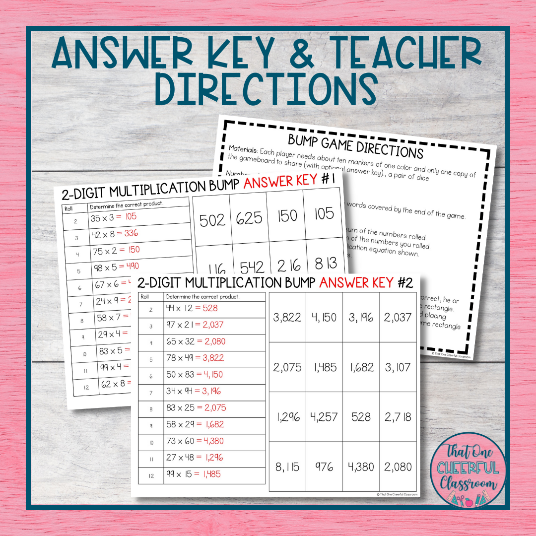 2 Digit by 1 Digit and 2 Digit by 2 Digit Multiplication Bump Games