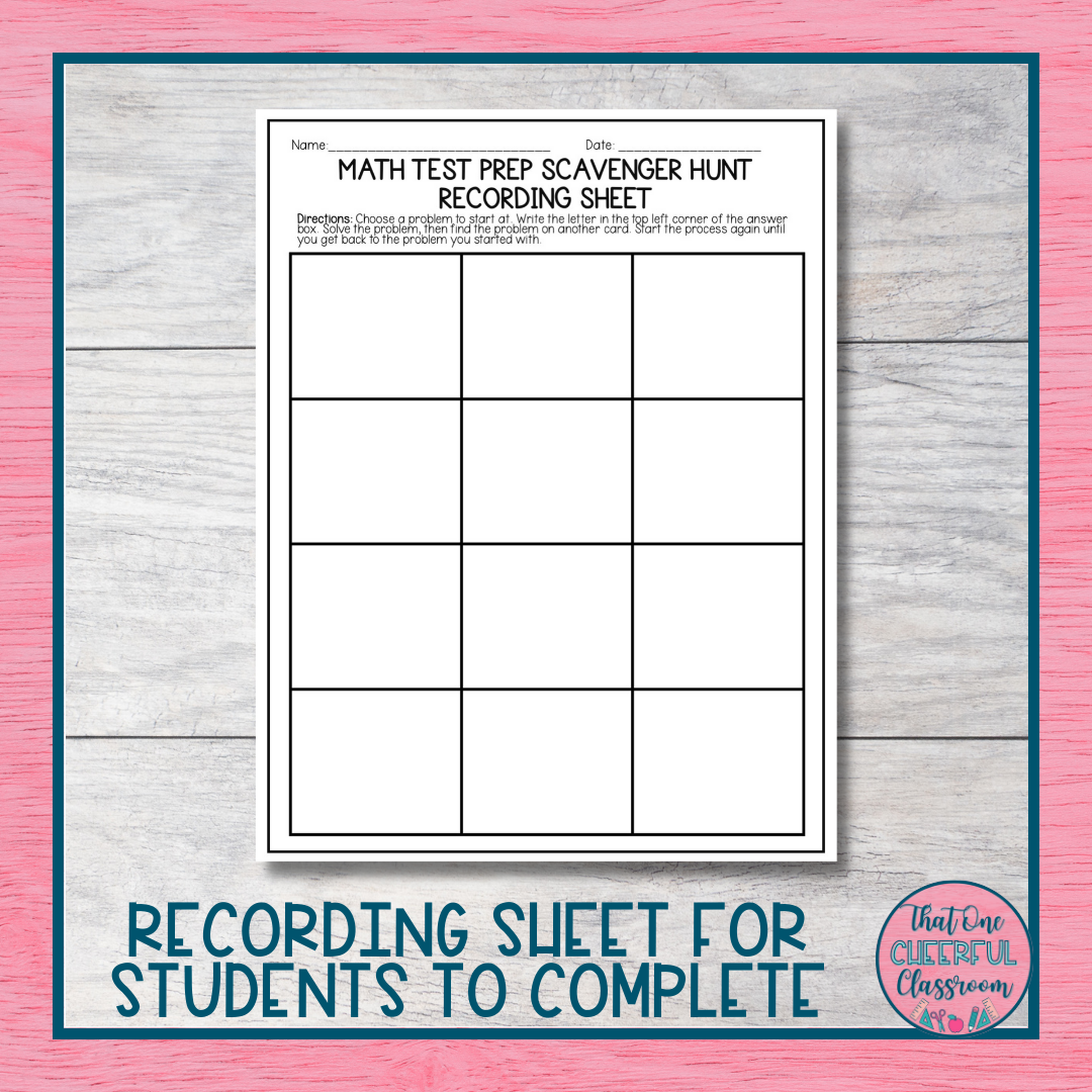 3rd Grade End of the Year Math Test Prep Review Scavenger Hunt - Amped ...