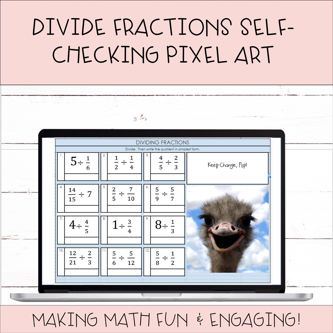 Dividing Fractions Self Checking Digital Activity