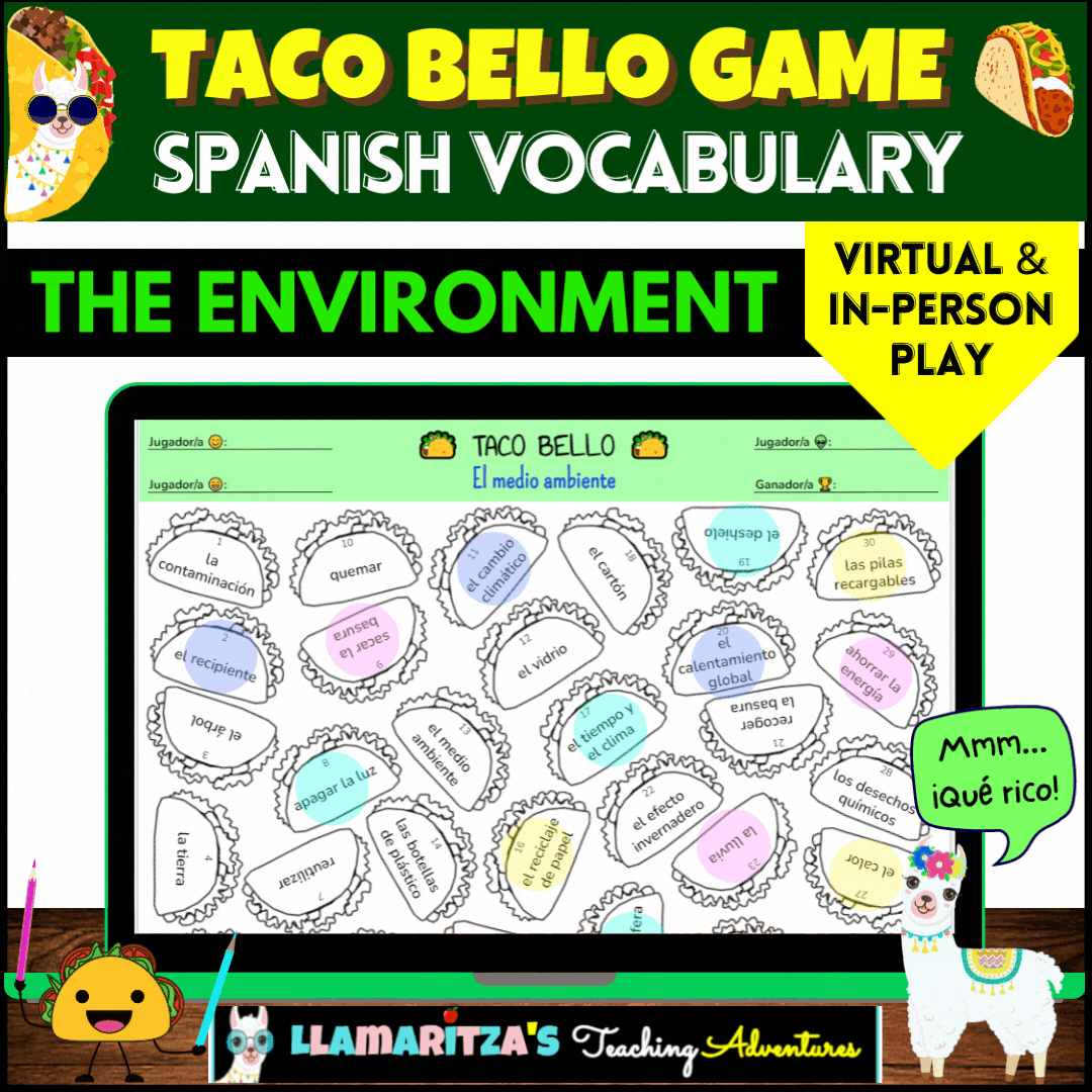 Taco Bello Game: Spanish Vocabulary - The Environment